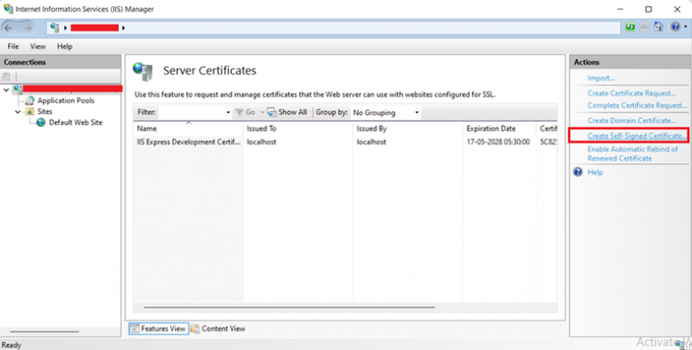 How to Create a Self Signed Certificates in IIS?